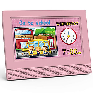 Kids Digital Alarm Clock Colorful, 7" Large LED Time Display Children's Sleep Trainer, Eye-Caring Digital Clock for Girls Boys Bedrooms Bedside, 17 Alarm Clock Settings Easy to Use Kids Birthday Gift