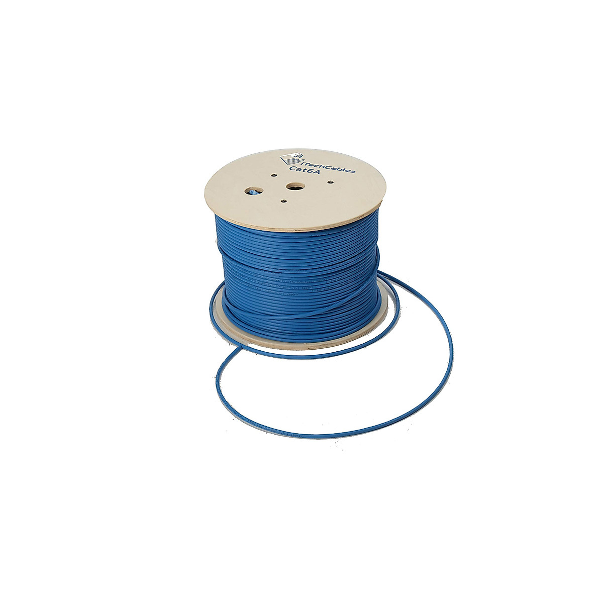 iTechCables, Cat6a Plenum 1000ft CMP Rated Pure Copper, 750Mhz, Solid Ethernet Cable, 23AWG, 10 Gigabit Ethernet Cable, Unshielded Twisted Pairs (6a UTP) (Blue)