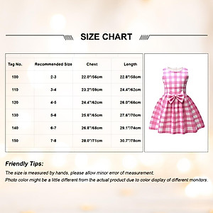 Fldy Girls Princess Costume Pink Doll Movie Costume Dress with Bag Set Fly Sleeve Sundress for Party Birthday Dress Up Pink A 6-7 Years