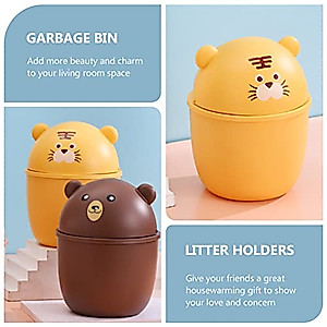 Housoutil Car Trash Bin Mini Trash Can with Lid Rabbit Shaped Desk Mini Garbage Container Cute Desktop Basket Can Closable Trash Bin for Office Bedroom Plastic Containers