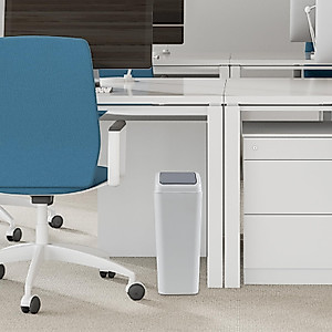 Lesbin 3.5 Gallon Plastic Trash Can with Swing Lid, Swing Top Garbage Can, Gray