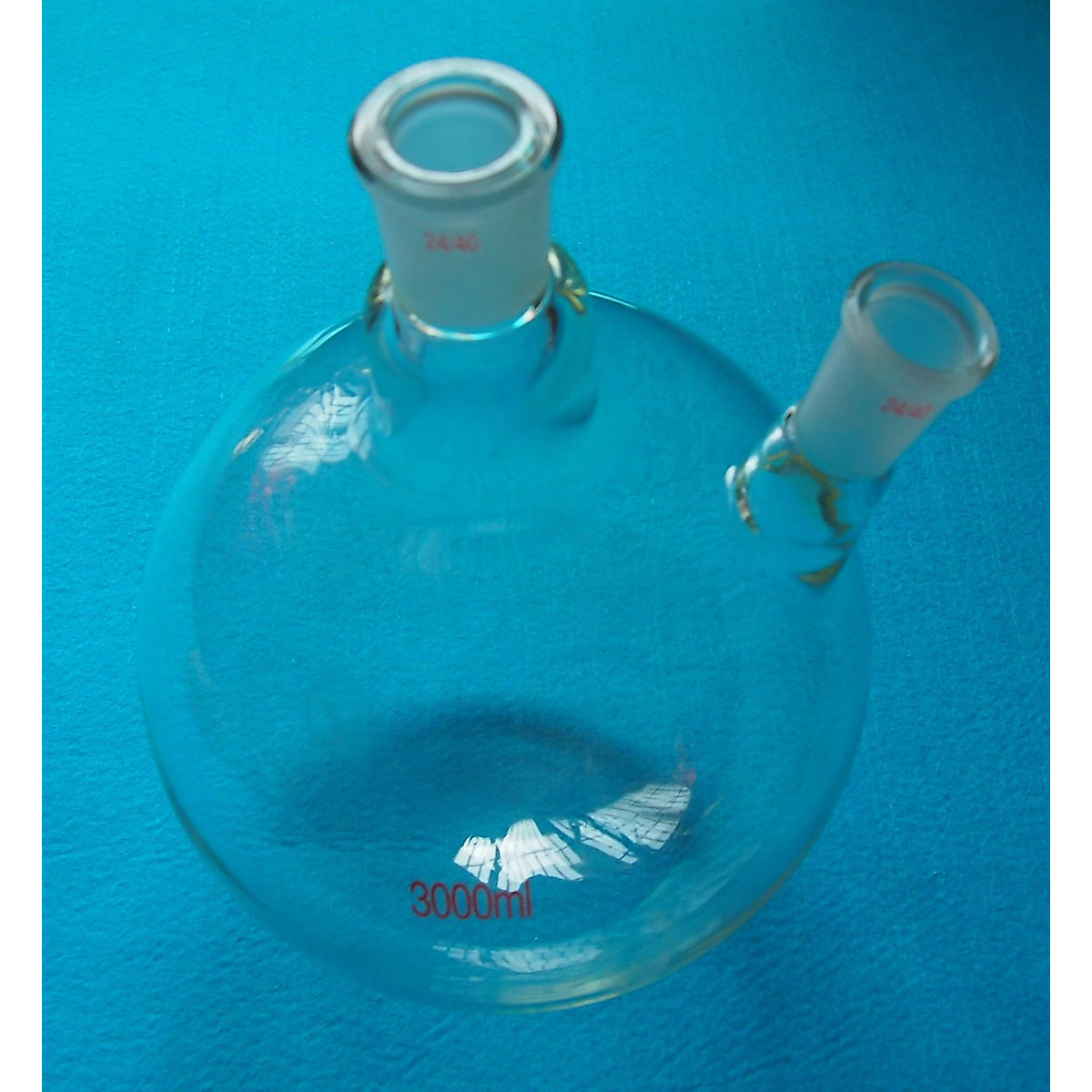 Deschem 3000ml,24/40,Two-Neck,Round Bottom Glass Flask,Twins Necks,3L,Lab Boiling Vessel