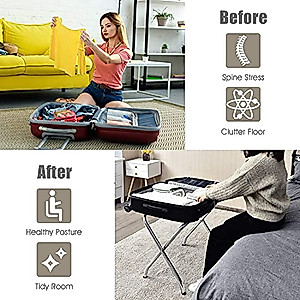 Giantex Luggage Rack, Silver, Black