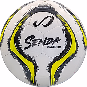 SENDA Amador Training Soccer Ball, Fair Trade Certified, White/Yellow, Size 4 (Ages 8-12)