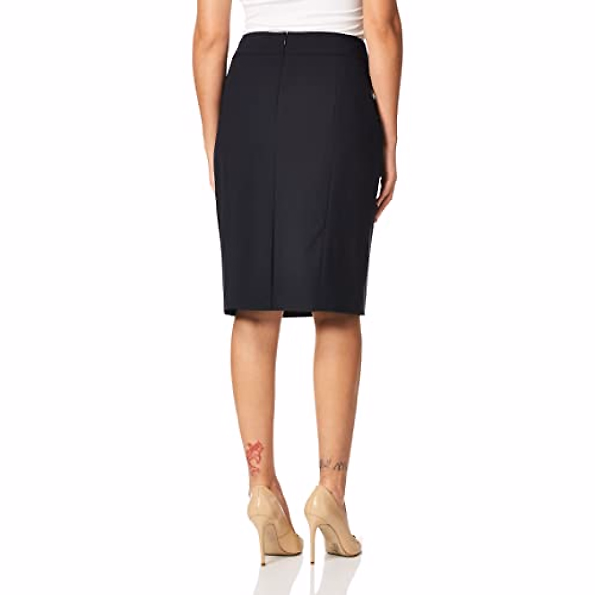 Calvin Klein Women's Straight Fit Suit Skirt (Regular and Plus Sizes), Navy, 12