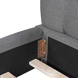 Queen Size Upholstered Platform Bed with Thick Fabric, Grounded Bed with Solid Frame,for Kids Teens Adults Bedroom Use (Gray@Grounded, Queen)