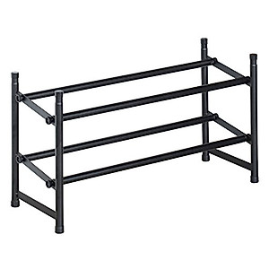 Richards Telescoping Stackable/Expandable Free Standing Shoe Rack, 2-Tier Holds Up To 10-Pair, Matte Black