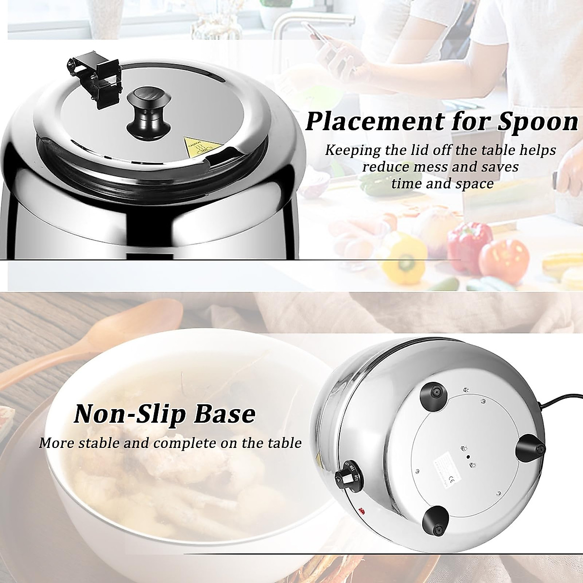 Commercial Soup Kettle Warmer, Stainless Steel 11 Qt Countertop Food Kettle Warmer