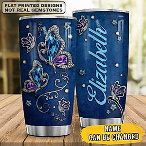 Wassmin Personalized Butterfly Stainless Steel Vacuum Insulated Tumbler With Lid - Custom Name 20 Oz 30 Oz Double Walled Insulated Coffee Cup for Gym Fitness Travel Office Use (Color 2)