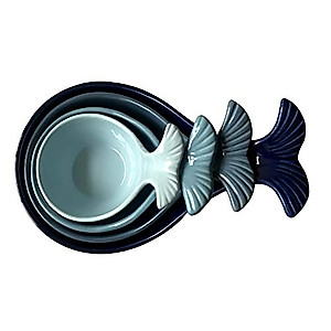 AFYBL Porcelain Ceramic Whale Shaped Bowls Ramekins Set/Stackable White Dipping Bowls with Handle for Fruit, Salad, Candy, Nut, and Snack Set of 3 (whale bowl)