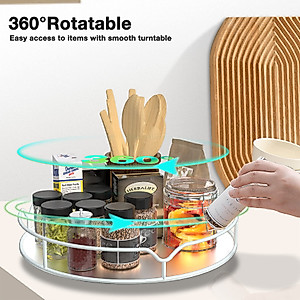 Lazy Susan Turntable Organizer - 11" Metal Rotating Spice Rack for Cabinet Pantry Refrigerator, White