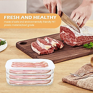 Deli Meat Container for Fridge,Airtight Bacon Lunch Meat Container for Refrigerator, 18.6oz Meal Prep Containers with 50pcs Baking Paper,Stackable Food Storage Boxes with Lid
