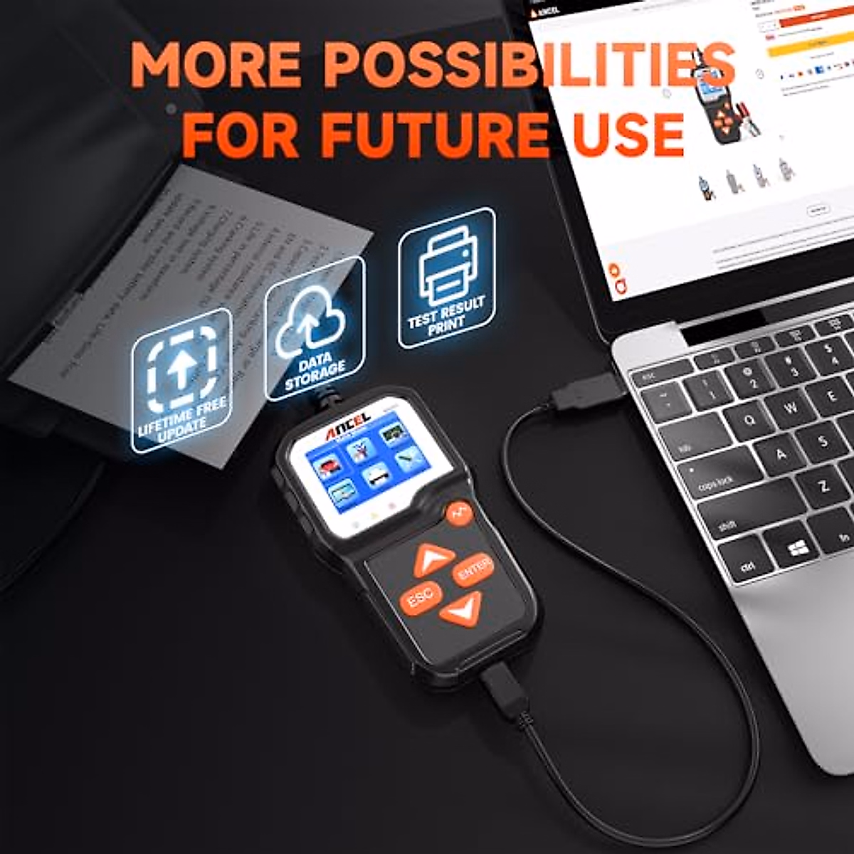 ANCEL BA301 6V 12V Car Battery Tester, 100-2000 CCA Automotive Load Tester Alternator Tester Auto Digital Battery Analyzer Cranking and Charging System Test Tool for Motorcycle Car Boat Truck SUV ATV