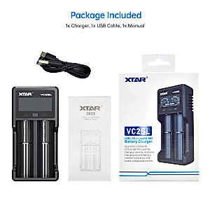 Universal Battery Charger XTAR VC2SL LCD Display Speedy Smart Charger for Rechargeable Batteries Ni-MH Ni-Cd AA AAA Li-ion IMR