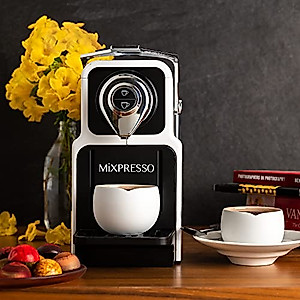 Mixpresso Espresso Machine for Nespresso Compatible Capsule, Single Serve Coffee Maker Programmable Buttons for Espresso Pods, Premium Italian 19 Bar High Pressure Pump 23oz 1400W (White)
