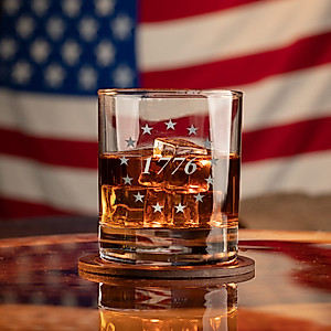1776 Betsy Ross American Flag - Old Fashioned Whiskey Rocks Bourbon Glass - 10 oz capacity