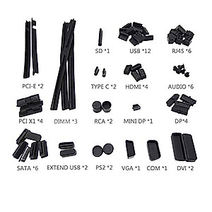 Anti Dust Plug,HFEIX Silicone Cap Computer Port Cover PC Interface Stopper Socket Protecor Kit Black (Black 61)