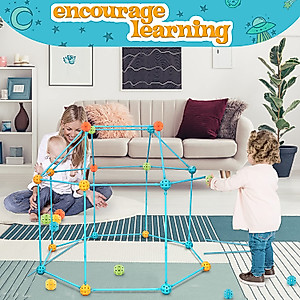 Kids Fort Building Kit,135Pcs Construction Toys for 3-12 Years Old Boys and Girls Indoor&Outdoor Toys Gift DIY Castles Tunnels Play Tent Rocket Tower