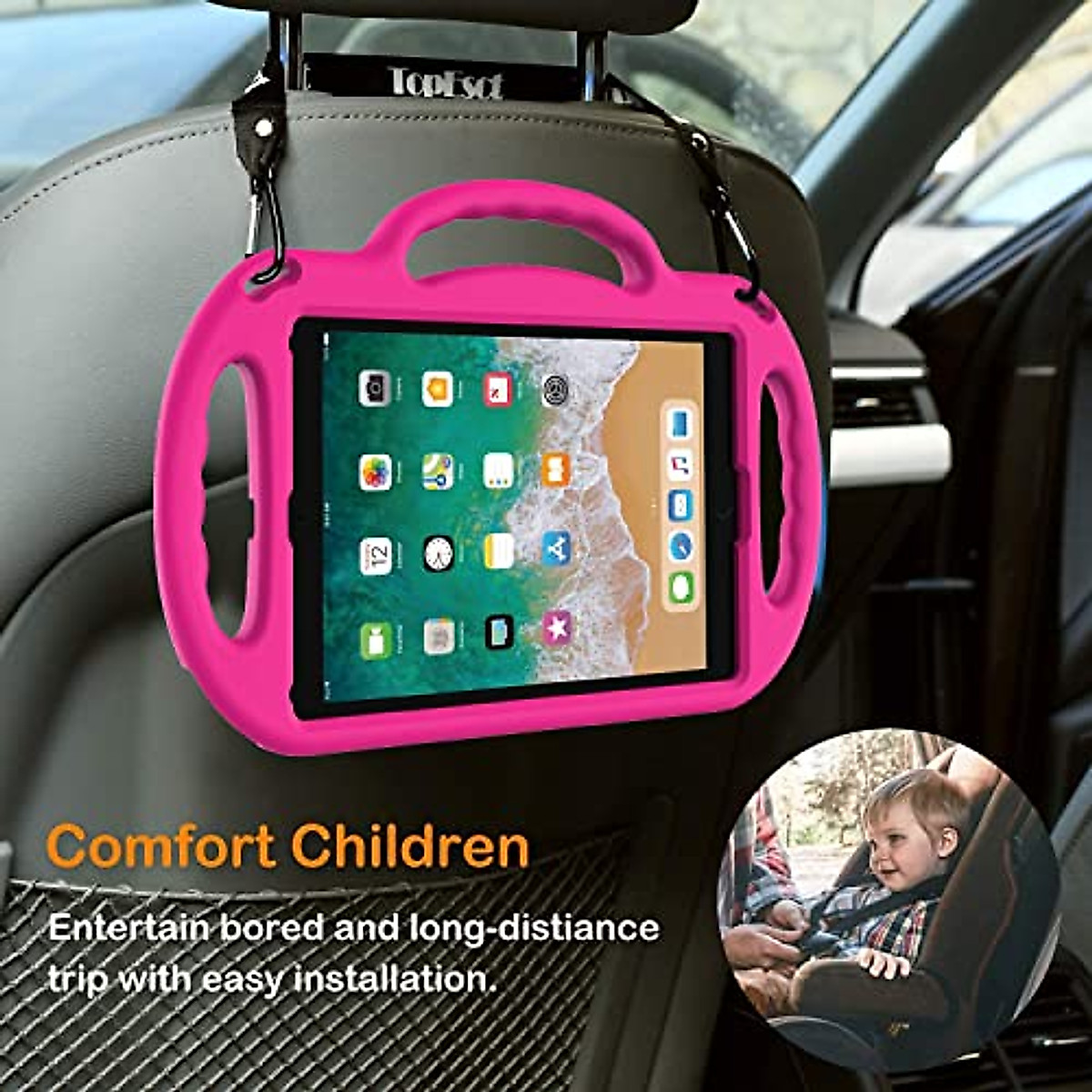 BMOUO Kids Case for iPad 6th/5th Generation (9.7 inch, 2018/2017), iPad Air 1 & iPad Air 2 Kids Case with Shoulder Strap for for iPad 9.7” (iPad 6th/5th Gen)/iPad Air 1st/2nd Generation, Rose