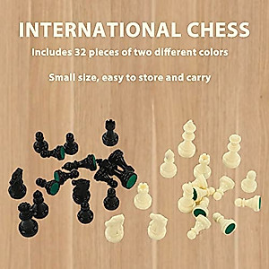 Alomejor Portable International Chess Set with Plastic Dual Color Chess Pieces and Storage Bag
