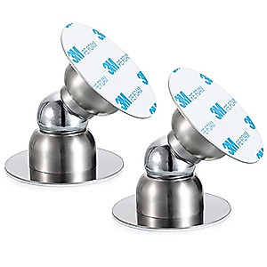 Sumnacon Set of 2 Adhesive Mounted Door Holder Mini Magnetic Door Stoppersa No Need Drill Stainless Steel Door Stop, Sliver