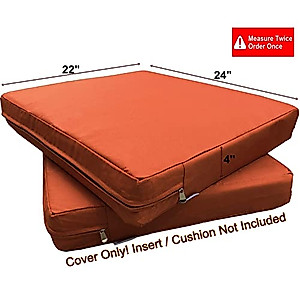 QQbed 4 Pack Outdoor Patio Chair Washable Cushion Pillow Seat Covers Extra Large 24"X22"X4" - Replacement Covers Only (24"X22"X4" 4 Pack, Rust)