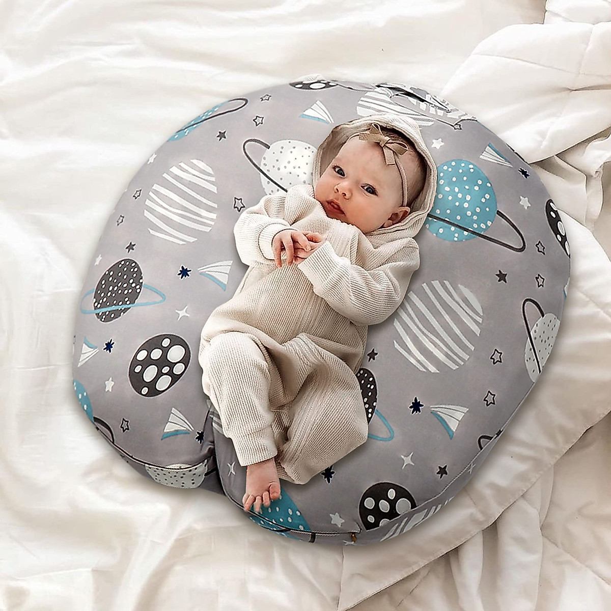 BROLEX Stretchy Newborn Lounger Cover 2 Pack Sung Fitted Removable Slipcover, Ultra Soft Breathable,Space Planet