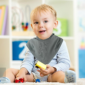 Adult Drool Bandana Bibs, Large Absorbent Special Needs Bibs Set for Teens, Adults, 4+ Years Boy Girl Men Women, 3 Packs (Light Grey, Green, Light Blue)