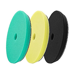 LUCKUT 3pcs 5 inch Polishing Pads, 5'' Track Buffer Pads Hook and Loop Buffing Pads, Foam Polish Pad for Compounding, Polishing and Waxing, for 5'' Backing Plate