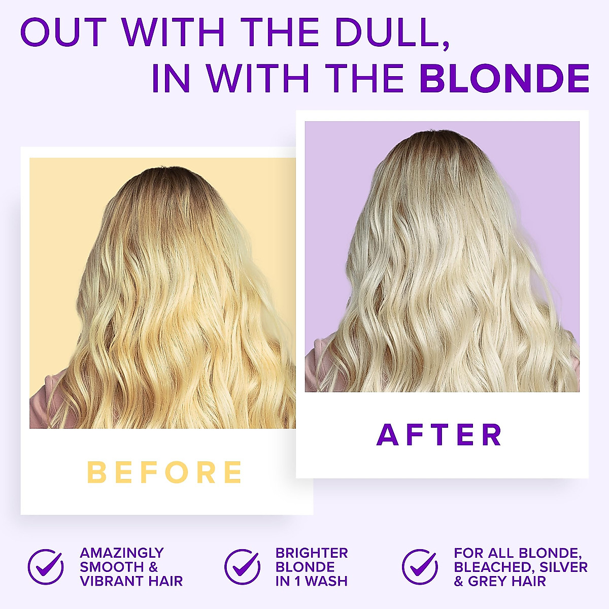 NO MORE BRASS Purple Shampoo And Conditioner Set (2 x 16.9 Fl Oz) SULFATE FREE Purple Shampoo For Blondes And Purple Conditioner - Blonde Shampoo And Conditioner Set To Eliminate Yellow Brassy Tones