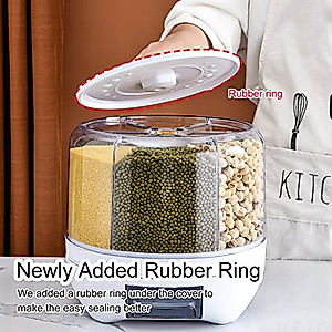 (Upgrade) XIYAO 20LBS Rice and Grain Storage Container, 360°Rotating Food Dispenser with Sealing Lid, Food Cereal Container Bins for Rice & Cereal Kitchen Storage