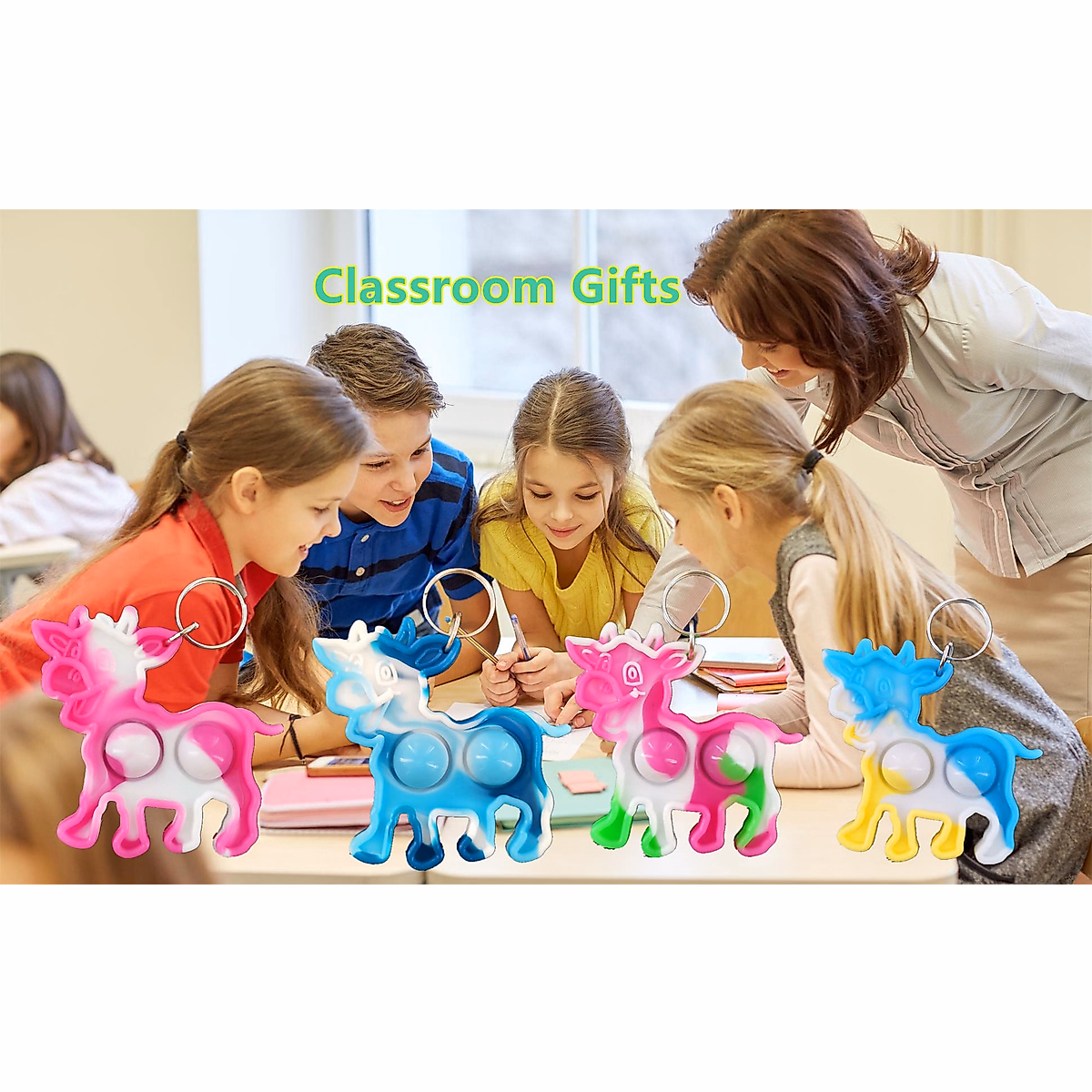 Roaqua 30 Cow Fidget Pop Gifts Prizes for Kindergarten Kids,Bulk Mini Birthday Graduation Summer Party Favors for Classroom students