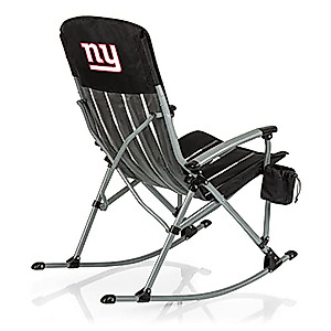 PICNIC TIME NFL New York Giants Outdoor Rocking Camp Chair, XL Heavy Duty Camping Chair for Adults, (Black)