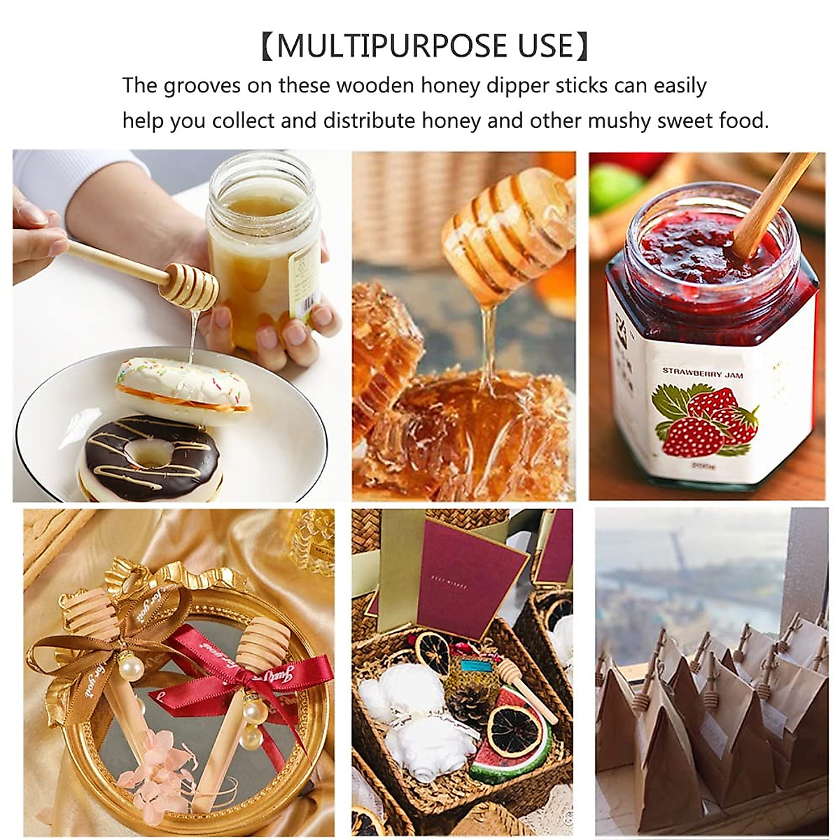 3 Inch mini wooden honey dipper sticks,honey Jar dispense drizzle honey and wedding party favors.(Pack of 130)