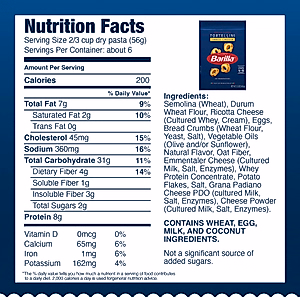 BARILLA Three Cheese Tortellini Pasta, 12 oz. Bag (Pack of 8) - 6 Servings Per Bag - Pantry Friendly Dried Tortellini - Made with Non-GMO Ingredients