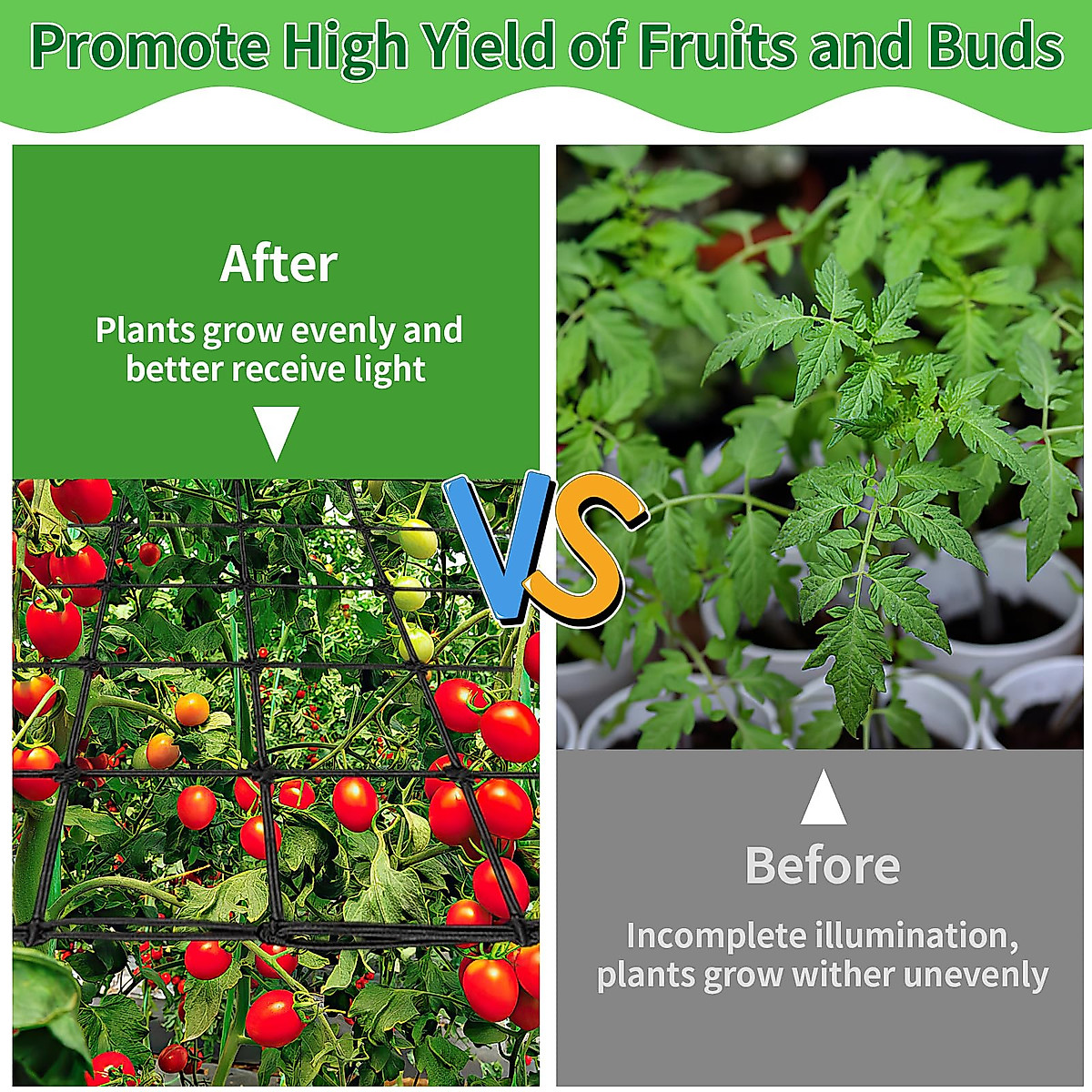 Trellis Netting, Scrog Net with 4 Hooks, 4x4 Trellis Net for Grow Tent, Heavy-Duty Plant Net for Cucumber Gardening and Horticulture, Grow Tent Accessories(1 Pack)