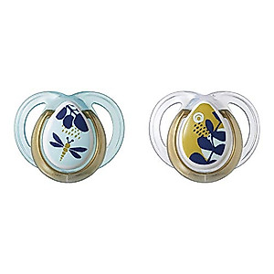 Tommee Tippee Moda Pacifiers, Symmetrical Design, BPA-Free Silicone Binkies, 0-6m, 2-Count