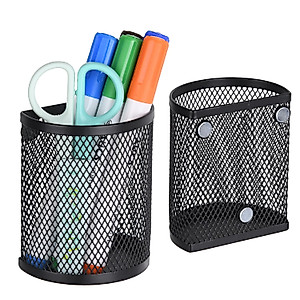 LUCYCAZ Magnetic Pencil Holder - Locker Accessories, 2 Pack Magnetic Pen Holder for Refrigerator for Home School and Office, Black