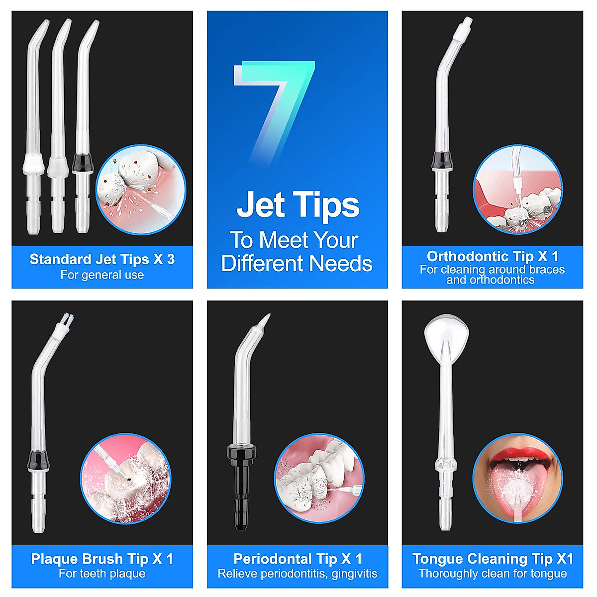 PERSMAX Water Flosser Professional Portable Teeth Cleaner, 500ml Foldable & Rechargeable Dental Oral Irrigator for Home and Travel IPX7 Waterproof