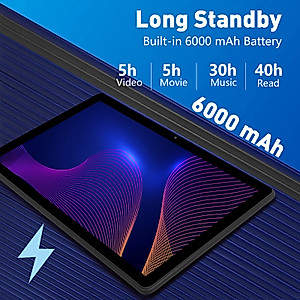 Tablet 10 Inch,Android 11 Tablet AX WiFi 6+2.4&5GWifi,3GB RAM 32GB ROM Storage,IPS HD 1332x800 Screen,Quad Core Processor,5MP+8MP Camera,Bluetooth 5.0,6000 mAh Battery,Leather Fine Grain(Grey)
