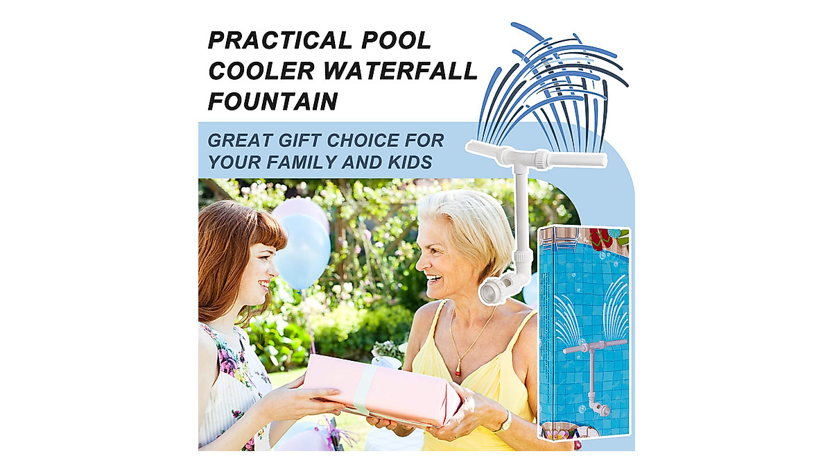 Swimming Pool Waterfall Fountain Spray with 2 Fountain Heads