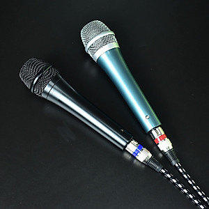 Mugteeve Short XLR Microphone Cables 3.3FT, Heavy Duty 3pin Balanced XLR Male to Female Mic Audio Cable, Nylon Braided, OFC Shielded, for Mixer Speaker Patch Cable, 2Pack