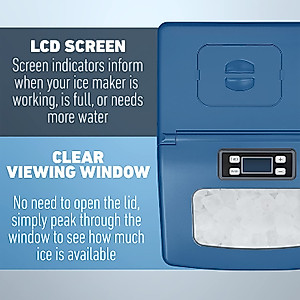 Deco Chef Countertop Ice Maker 40LB/24H, 24 Full Cubes Every 15 Minutes, Adjustable Size, Digital Control and Timer, Self-Cleaning, EZ Access Flip Lid, Scoop Included, Blue
