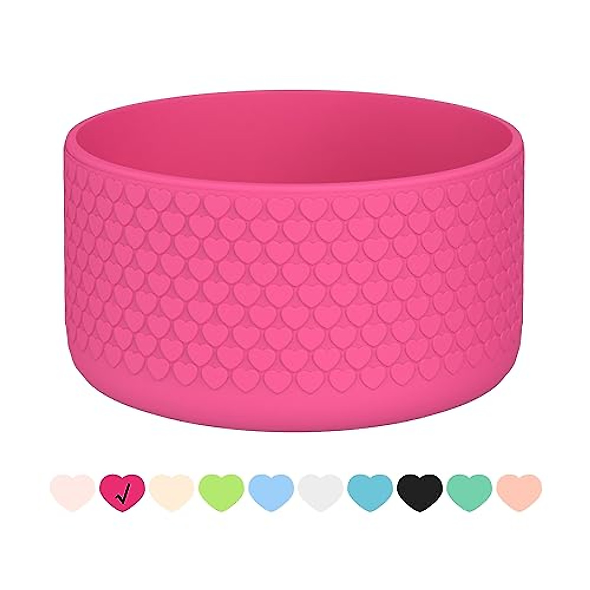 WUQID Heart Shaped Texture Silicone Boot for Stanley Quencher H2.0 40oz 30oz 20oz & IceFlow Flip 30oz 20oz and Hydroflask 12-24oz, Anti-Slip Bottle Bottom Sleeve Cover