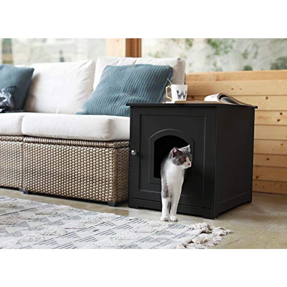 zoovilla Kitty Litter Loo – Hidden Litter Box Furniture, Black