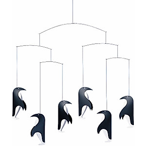 Penguin in Tails Hanging Nursery Mobile - 18 Inches - High Quality Plastic - Handmade in Denmark by Flensted