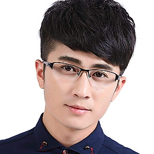 LUOMON Semi-Rimless Eyeglasses EG002 - Pure Black | Blue Light Blocking & Anti Glare Lenses for Comfortable Vision