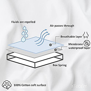 allecalm Fitted Waterproof Mattress Protector King Size Premium 14-18 Inch Waterproof Mattress Cover Protectors for Bed, Dorm Room, Cotton, Breathable, Noiseless, Washable, Soft