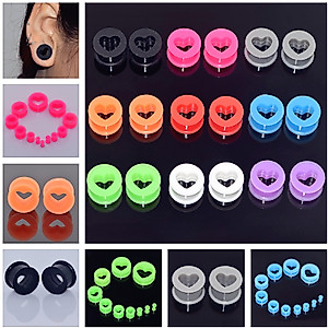 Oyaface 18 PC Tunnel Soft Silicone Flesh Plug Heart Tunnel Flexible Ear Stretching Gauge Expander 6mm