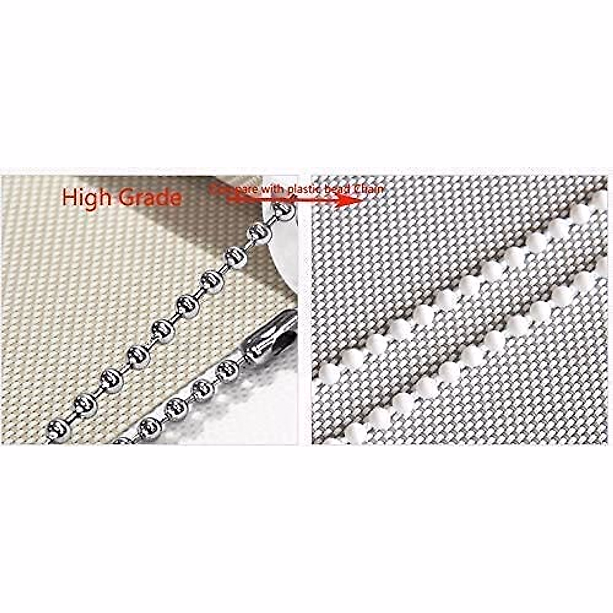 Luanxu 4.5 mm Stainless Steel Bead Chain for Blinds & Shades with 5 Connectors, Fix or Replace for Broken Roller Shade Chain, Great Pulling Force & Rustproof (#10, 3 Meters)